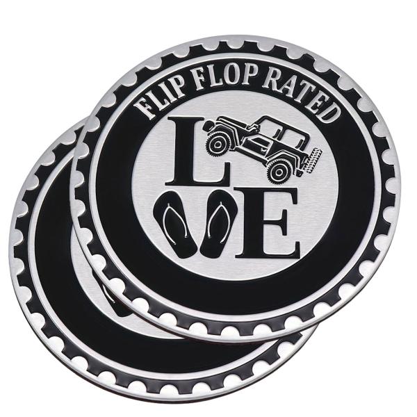 商品名: フリップフロップ定格車エンブレム2個、4 x 4メタル自動車バッジ 3Dメタルカーバッジエンブレム ラウンドエンブレムデカール カーバッジデカールステッカー ジープラングラー車両トラックSUV(LOVE)対応 2 pcs Flip...
