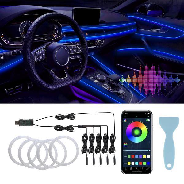 商品名:  LivTee Smart Car LED Interior Lights with USB Port, LED Strip Fiber Optic Lights, Wireless App Control, Sync to Mu...