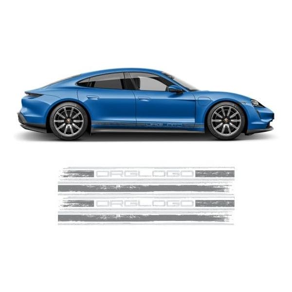 商品名:  BIKE STICKERS Car Sticker/Sticker Bicolour Racing Strips Compatible with Porsche Taycan (Dark Grey/Light Grey Matt...