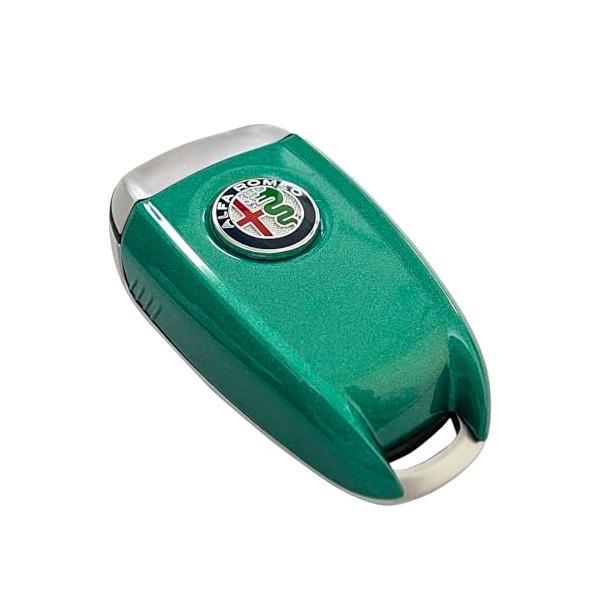 商品名: ABS カーボンファイバースタイル 3Dカラー ブラックロゴ カースマートリモートキーフォブカバーケース アルファロメオジュリアステルヴィオトナーレ(カラーロゴ、グリーンA)の代替品… ABS Carbon Fiber Style...