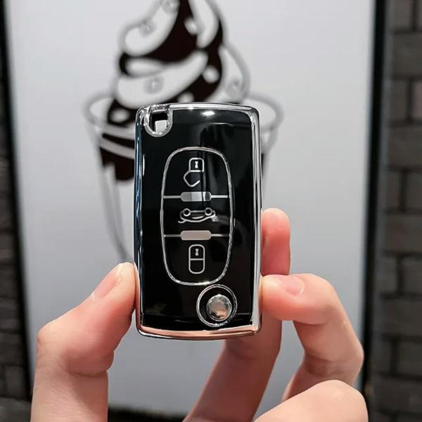 商品名: IPUDIS TPU 車フリップキーケースカバーシェル Fob プジョー 107 207 307 308 407 607 3008 5008 シトロエンクサラピカソ C5 C6 C8 に適合 IPUDIS TPU Car Flip...