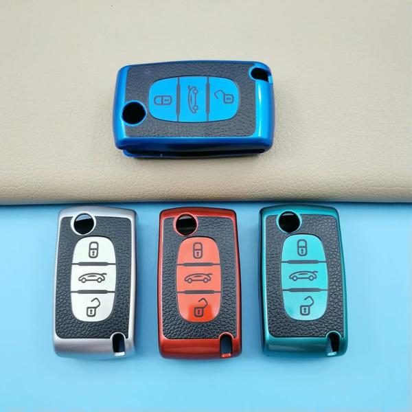 商品名: IPUDIS TPU リモートキーケースフィットプジョー 207 307 308 407 607 807 シトロエン C2 C3 C4 C5 C6 フリップ折りたたみ式車のキーシールド 2/3 ボタン IPUDIS TPU Rem...