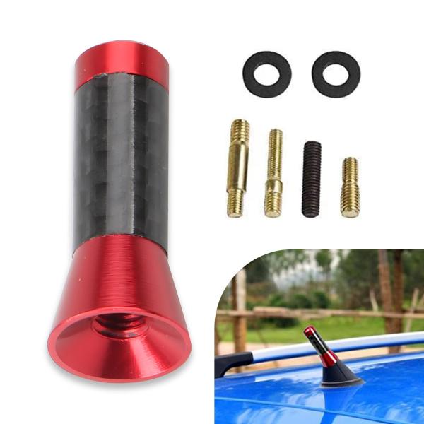 商品名: Fluher 車用カーボンファイバーショートアンテナ 1個 1.38インチ信号ワイヤレスブースターアンテナ 金属製ミニ外装アンテナ 装飾交換用 取り付けアクセサリー付き 車 トラック用 汎用 (レッド&amp;ブラック) Fluh...