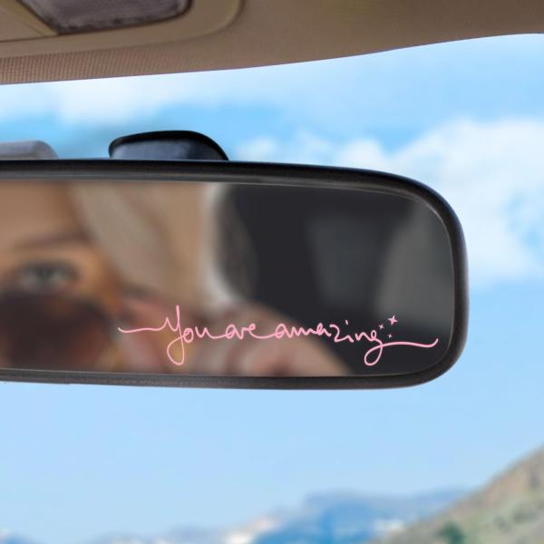 商品名:  xbrtaia 3 Pack You are amazing Rearview Mirror Decals,Pink Car Mirror Decor,Affirmation Car Decorations for Girls,...