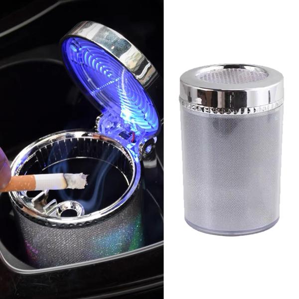 商品名: QBOONPT 車用灰皿 蓋付き 匂い防止 煙不使用 ポータブル ミニカー ゴミ箱 LEDブルーライト付き 取り外し可能 ステンレススチール 車用カップホルダーユニバーサルカーインテリアアクセサリー (カラフル) QBOONPT ...