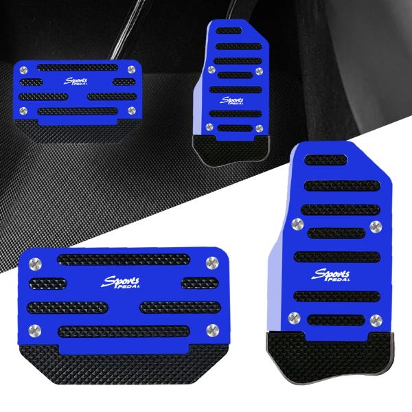 商品名: qboonpt 2個 車 滑り止め ペダルカバー プレミアムアルミ合金ブレーキ ガスクラッチ ペダルキット 自動ギアボックス ガスペダル ブレーキペダルカバー ユニバーサルカーアクセサリー 車 トラック SUV バンに適合 (ブル...