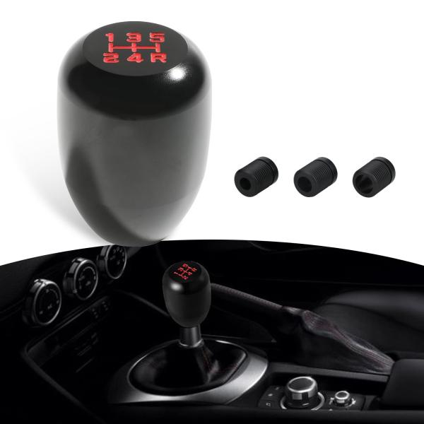 商品名: cerfioo 車用シフトノブ 1個 合金 丸みを帯びた握りやすいシフター アダプター3個付き 5速シフトデジタル識別シフトノブ交換用 マニュアルトランスミッション車ユニバーサル(ブラック&amp;レッド) cerfioo 1 P...