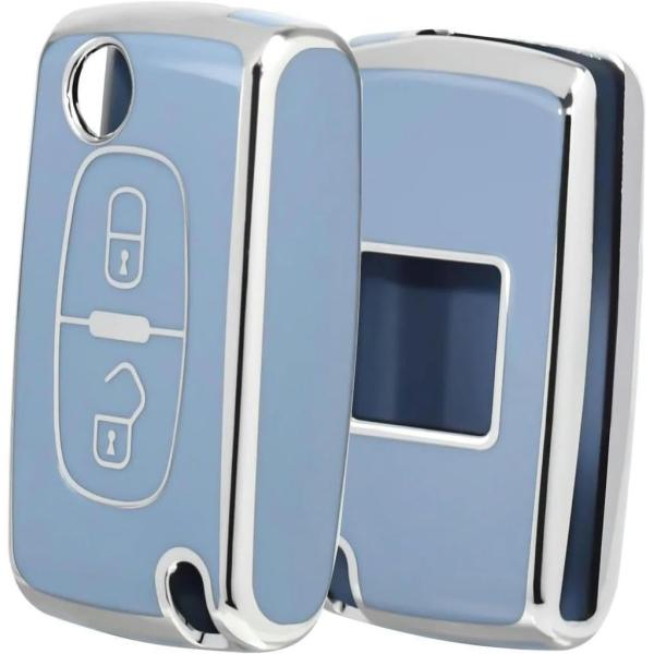 商品名: POSLAB 車のキー Fob カバー TPU 車リモートキーケースカバーシェルプジョー 107 207 307 308 407 607 3008 5008 キーレスキーシェル POSLAB Car Key Fob Cover T...