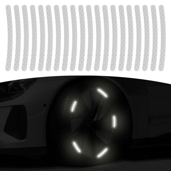 商品名: Fluher パック-20 カーホイールハブステッカー 接着剤付き ホイールハブ 夜間警告反射ステッカーストリップ ユニバーサル防水車両ホイール装飾デカール トラック SUV 車 オートバイ用 (シルバー) Fluher Pack...