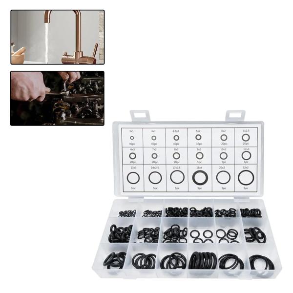 商品名: dawfall 300個 車用Oリング分類セット、18スペックのゴム製フレキシブルシーリングリング、収納ボックス付き簡単収納、自動車A/C機械、家電用のユニバーサルメンテナンスツール(ブラック) dawfall 300 PCS C...