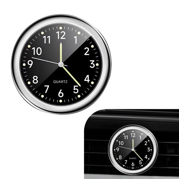 商品名: dawfall 1個 ミニ ルミナス 自動車用腕時計アクセサリー 接着剤付き、1.5インチ 丈夫な車両ダッシュボードクロック交換用、ユニバーサル防水メタルカー装飾時計(ブラック) dawfall 1 PC Mini Luminou...