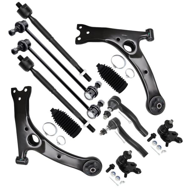 商品名:  SCITOO 12pcs Front Suspension Kit Lower Control Arm Inner Tie Rod End Outer Tie Rod End w/Boots Sway Bar End Link ...