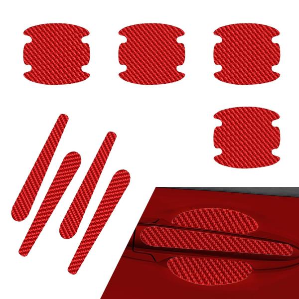 商品名:  Nowkont 8 PCS Car Door Handle Bowl Sticker Kit, Thickened Carbon Fiber Leather Anti-Scratch Wear-Resistant Door Ed...