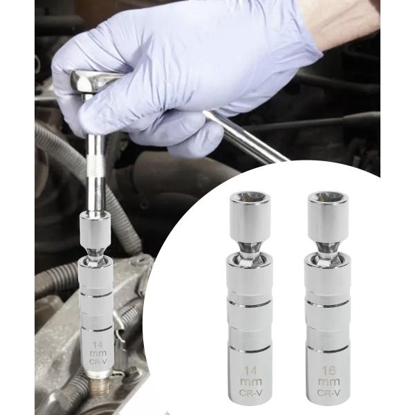 商品名: RACOONA Spark Plug Socket Set,14mm&amp;16mm Thin Walled Spark Plug Socket,Car Accessories Universal Joint 3/8-Inch ...