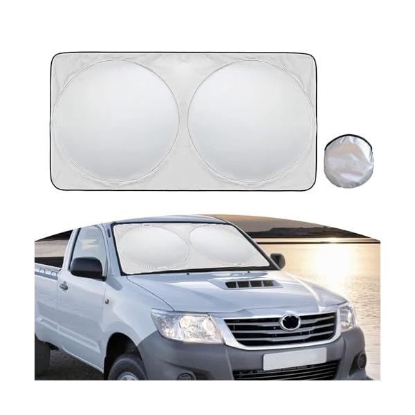 商品名: Crynod 車用フロントガラスカバー 1個 66インチ x 37.5インチ ダブルサークルデザイン 反射断熱インテリア 保護 サンバイザー 補助反射冷却アクセサリー 車用 (シルバー) Crynod 1 PC Car Front...