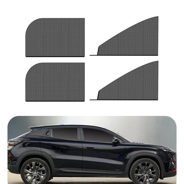 商品名: Crynod 車用サイドウィンドウサンシェードネットキット 4点 2層デザイン サンシェード 高密度弾性メッシュ フロントリアウィンドウガラス用 多機能改造アクセサリー ほとんどのSUV用 (ブラック) Crynod 4 PCS ...