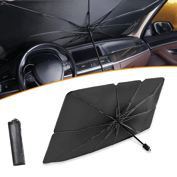 商品名: Fluher フロントガラスサンシェード 1点 55 x 31インチ 折りたたみ式 車を涼しく保つ断熱カバー 安定した傘骨 クイック開閉 収納バッグ付き 車内プロテクターにユニバーサル(シルバー) Fluher 1 PC Car ...