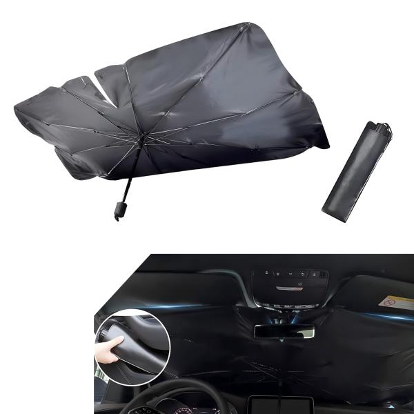 商品名: Irinidig 車用フロントサンシェード 1点 31インチ x 55インチ オープンタイプ テンボーン凹型傘スタイル 冷却 折りたたみ式 フロントガラスサンシェード 内装保護アクセサリー ほとんどの車種に対応 (シルバー) Ir...