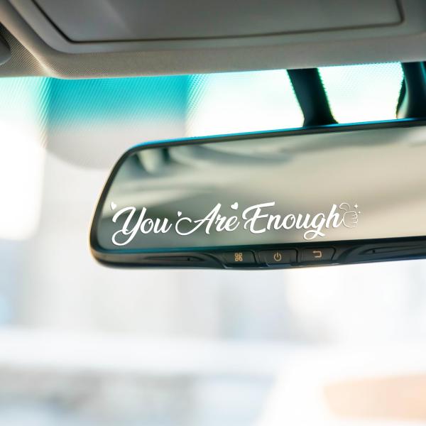 商品名: 3X You are Enough バックミラーデカール、パーソナライズされたオートウィンドウステッカー、車両バックミラー自己肯定デカール- マルチカラー、キュートで面白いカーアクセサリー、女性、女の子へのギフト(ホワイト) 3 ...