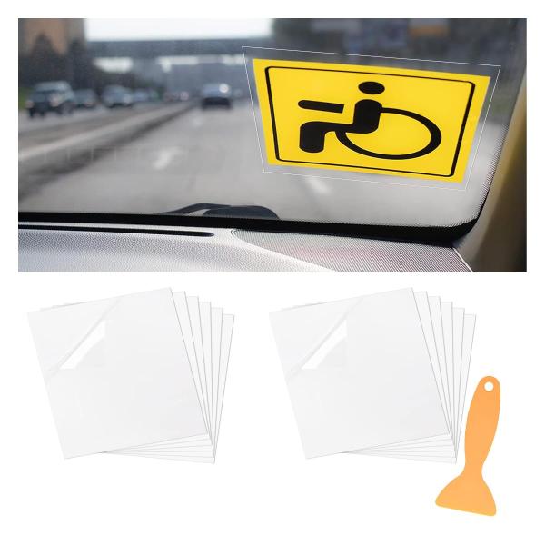 商品名: 車のフロントガラスステッカーデカール、6.3×6.3インチ 車のフロントガラスステッカーアプリケーター スクイージー付き、クリアウィンドウ静電気粘着フィルムデカール 駐車許可証検査ステッカーホルダー用 (12枚) Car Wind...