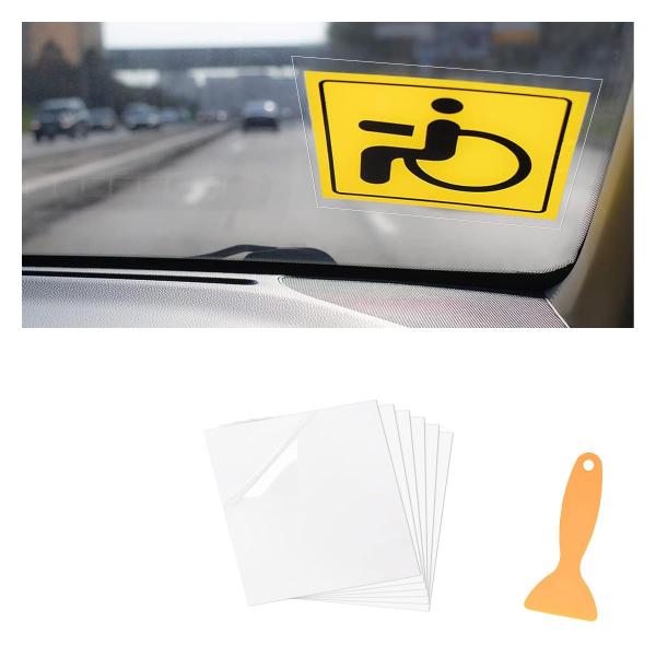 商品名: 車のフロントガラスステッカーデカール、6.3×6.3インチ 車のフロントガラスステッカーアプリケーター スクイージー付き、クリアウィンドウ静電気粘着フィルムデカール 駐車許可証検査ステッカーホルダー用 (6枚) Car Winds...