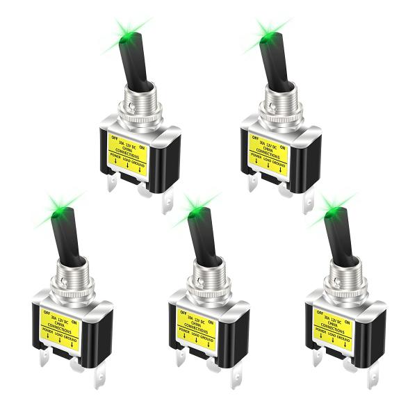商品名:  Bittwee 5PCS Car LED Toggle Switch ON Off, 12V Automotive LED Lighted Metal Switch, Heavy Duty SPST 3 Pin Vehicle ...