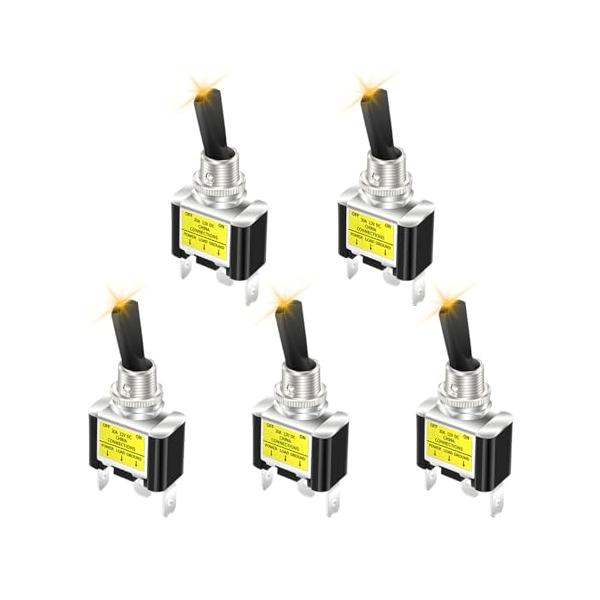 商品名:  Bittwee 5PCS Car LED Toggle Switch ON Off, 12V Automotive LED Lighted Metal Switch, Heavy Duty SPST 3 Pin Vehicle ...
