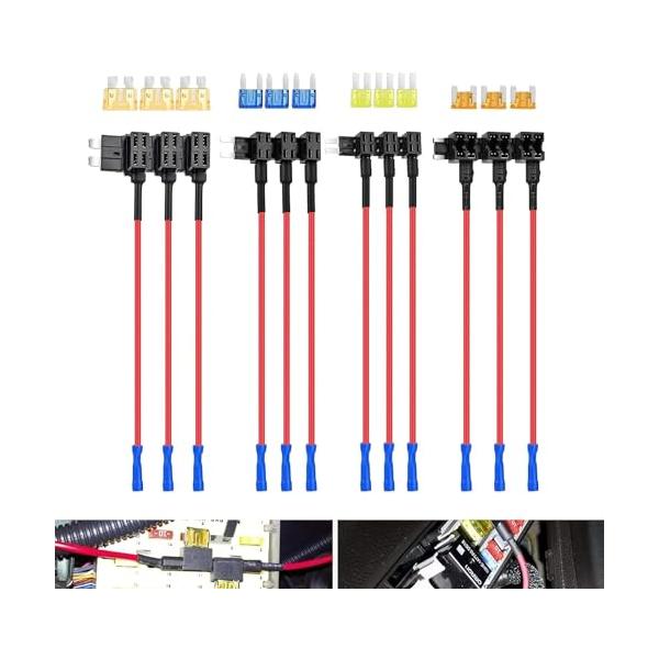 商品名:  Jewkot 12 PCS Additional Circuit Fuse Adapter, Fuse Adapter Tap, Dual Slot Fuse Holder, Mini Circuit Vehicle Equip...