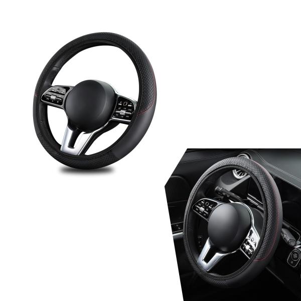 商品名: jokormo 1個 車用ハンドルカバー 伸縮性 ノンインナーリング 3Dテクスチャードレザーカバー オールシーズン対応 滑り止め 握りやすい保護 14.9インチのハンドル用 汎用 車 SUV用 (ブラック) jokormo 1 ...