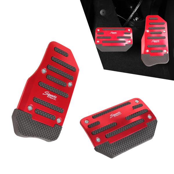 商品名: dawfall パック-2 車用フットペダル ブレーキ + スロットル アップグレード 滑り止め ゴムストリップ フットペダルカバーキット ドリル不要 合金スポーツトリム オートマチックトランスミッション車用 ユニバーサル(レッド...