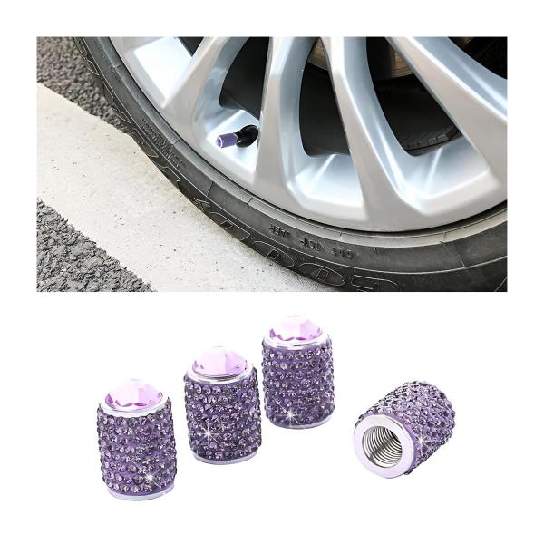 商品名: Bittwee 4個 キラキラ光るカーバルブタイヤステムキャップ、クリスタルラインストーン車両ホイールエアキャップ、ミニダイヤモンドオートデコレーションアクセサリー レディース ガールズ 車、RVなどにユニバーサル(パープル) B...