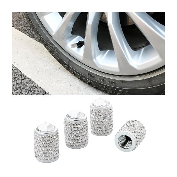 商品名: Bittwee 4個 キラキラ光る車用バルブタイヤステムキャップ、クリスタルラインストーン車両ホイールエアキャップ、ミニダイヤモンドオートデコレーションアクセサリー レディース ガールズ 車、RVなどにユニバーサル(ホワイト) B...