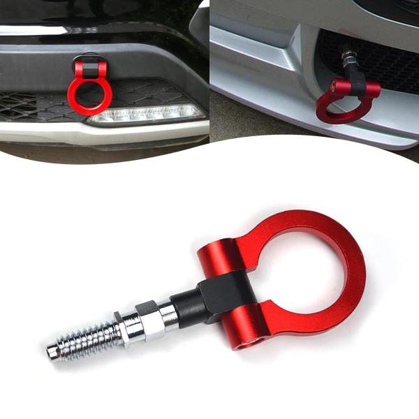 商品名: dawfall Pack-1 カーフロントバンパープルリング、ユニバーサルカーフロントバンパーねじ込み牽引フック、多機能改造接続アクセサリー、ほとんどの車、トレーラーに対応 (レッド) dawfall Pack-1 Car Fro...