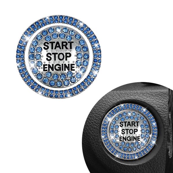 商品名: povtii キラキラ 車 プッシュスタートボタンステッカー、輝くクリスタルラインストーンエンジンスタートリングデカール、傷防止オートキーイグニッションノブリングカバー、車内カーアクセサリー(ブルー、穴あきなし) povtii B...