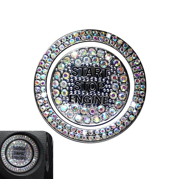商品名:  Fluher 2 PCS Bling Car Ignition Switch Ring Cover, Inlaid with Rhinestone Alloy Non-Hole Design One-Click Start De...