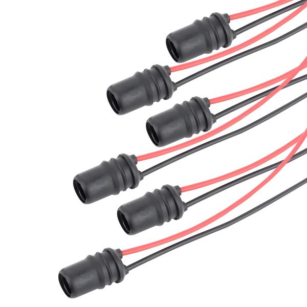 商品名:  Fluher 6 PCS T10 Car Bulb Socket, Bulb Pre-Wired Round Rubber Plug Instrument Bulb Extension Harness Connector wit...