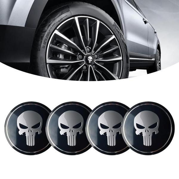 商品名: Irinidig カーハブキャップステッカー 4個 2.25インチ 金属素材 牙付き スカルペイント パーソナライズラウンド高温ステッカー 改造装飾アクセサリー ほとんどの車種に対応 (ブラック) Irinidig 4 PCS C...