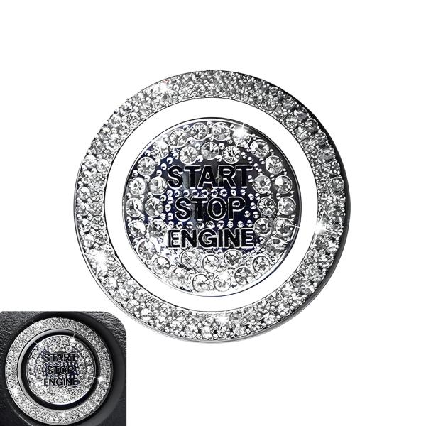 商品名:  Fluher 2 PCS Bling Car Ignition Switch Ring Cover, Inlaid with Rhinestone Alloy Non-Hole Design One-Click Start De...