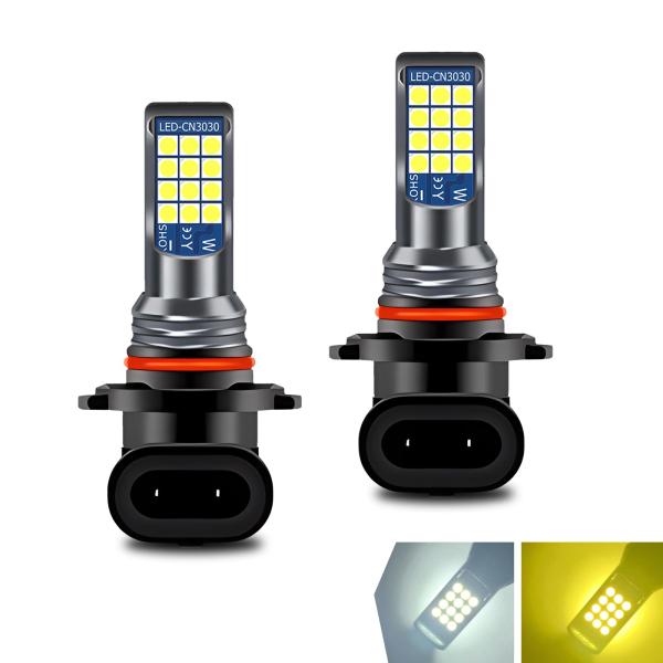商品名:  Fluher 2 PCS 9006 Car Two-color Flashing Fog Light, 3030-24SMD 12V 1500LM Alloy Fast Cooling Housing High-Efficien...