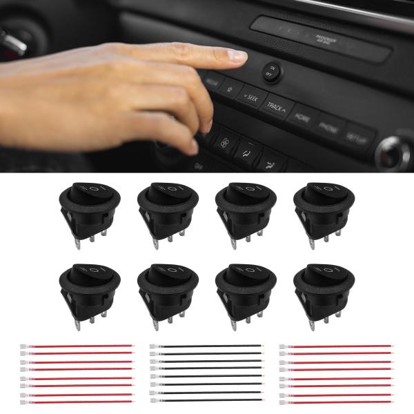 商品名:  HEVLE 8PCS 3 Way Round Rocker Switch 12V, Waterproof Small Rocker Switch, 3 Pin 3 Position ON/Off/ON Automotive Re...