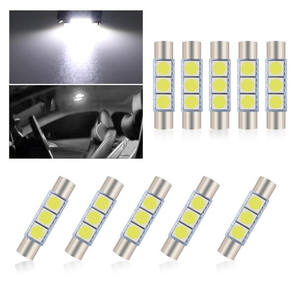 商品名: Nowkont Pack-10 Car 28mm 5050-3SMD LEDライトキット、180度スーパーブライト読書ライトサンシェードメイクアップライト、6614F/6612F プラグアンドプレイ 長寿命電球交換、車用ユニバーサ...