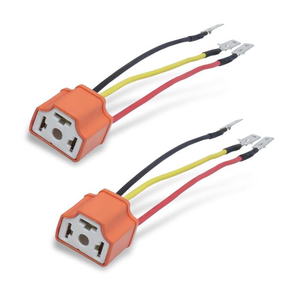 商品名:  dawfall 2 PCS Car H4 Light Bulb Socket, Ceramic High Temperature Resistant 3 Pin Base with Wiring Harness, Front L...