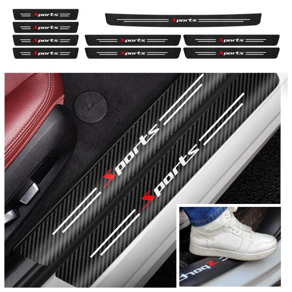 商品名:  9PCS Door Sill Protector,Sports Carbon Fiber Car Door Sills Scratch Protection for Trunk+Front Rear Door Sills,Ant...
