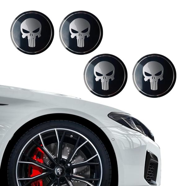 商品名: dawfall 4パック カーハブキャップステッカー、パーソナライズされたタスクドカルデザイン、フラットラウンド防水メタル車両ステッカーアクセサリー、ユニバーサル2.2インチ自動車用ハブ装飾デカール(ブラック) dawfall 4...