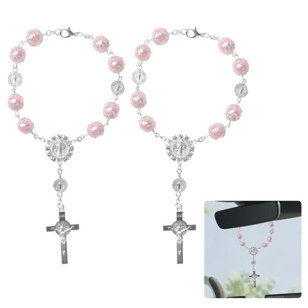 商品名:  Hbxdeco 2 PCS Car Rosary for Rearview Mirror, Personalized Cross Blessing Auto Rearview Mirror Rosary Pendant, Uni...