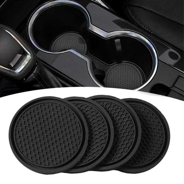 商品名: Sumjig(サムジグ) カーセンターコンソール凹型コースター4個 2.75インチ PVC素材 厚みのあるハニカム表面滑り止め固定コースター、ポータブルカーインテリアアクセサリー、ほとんどの車のモデルに適しています (ブラック) ...