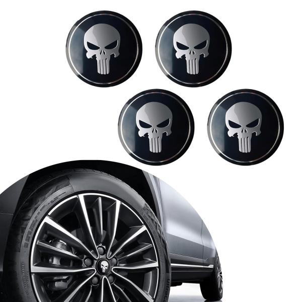 商品名: Sumjig(サムジグ) 車用ホイールハブ装飾ステッカー4枚 2.25インチ パーソナライズ タスクドカル プリント メタルハブセンターカバーステッカー パンチング不要 取り付けアクセサリー トラック 車 SUVに対応 (ブラック...