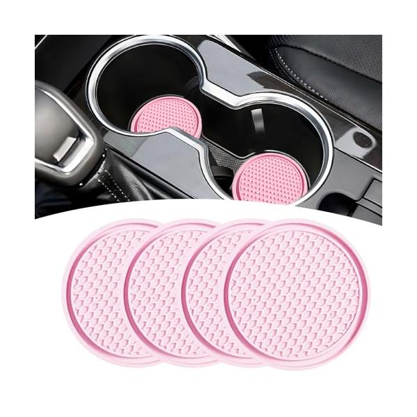 商品名: Sumjig(サムジグ) カーセンターコンソール凹型コースター4個 2.75インチ PVC素材 厚みのあるハニカム表面滑り止め固定コースター、ポータブルカーインテリアアクセサリー、ほとんどの車種に適しています(ピンク) Sumji...