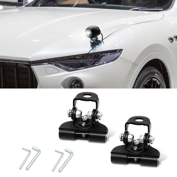 商品名: HEVLE LEDライトバー取り付けブラケット、LEDフードライトマウント、角度調節可能な衝撃吸収フードスポットライト非破壊ブラケット、クランプライトマウント ユニバーサル車用 (ブラック) HEVLE Led Light Bar...