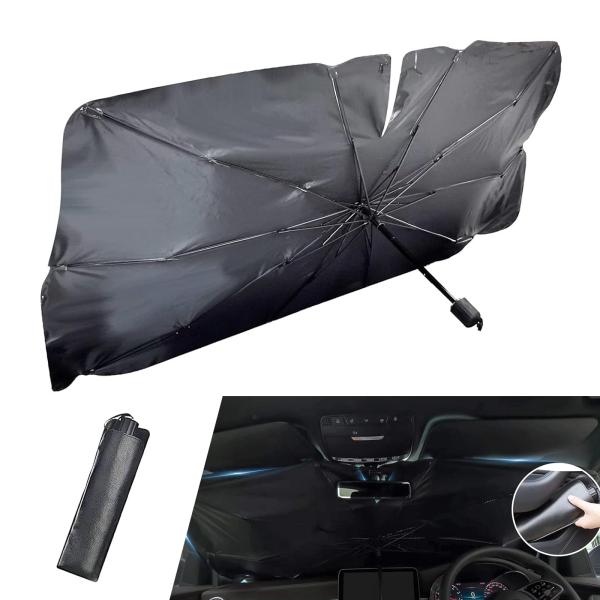 商品名: getfay 車用フロントガラスサンシェード1点、31インチ x 55インチ 格納式安定傘リブサポートカバー、冷却熱シールドを維持、車内用、アンチエイジングプロテクター(シルバー#オープニングデザイン) getfay 1 PC C...